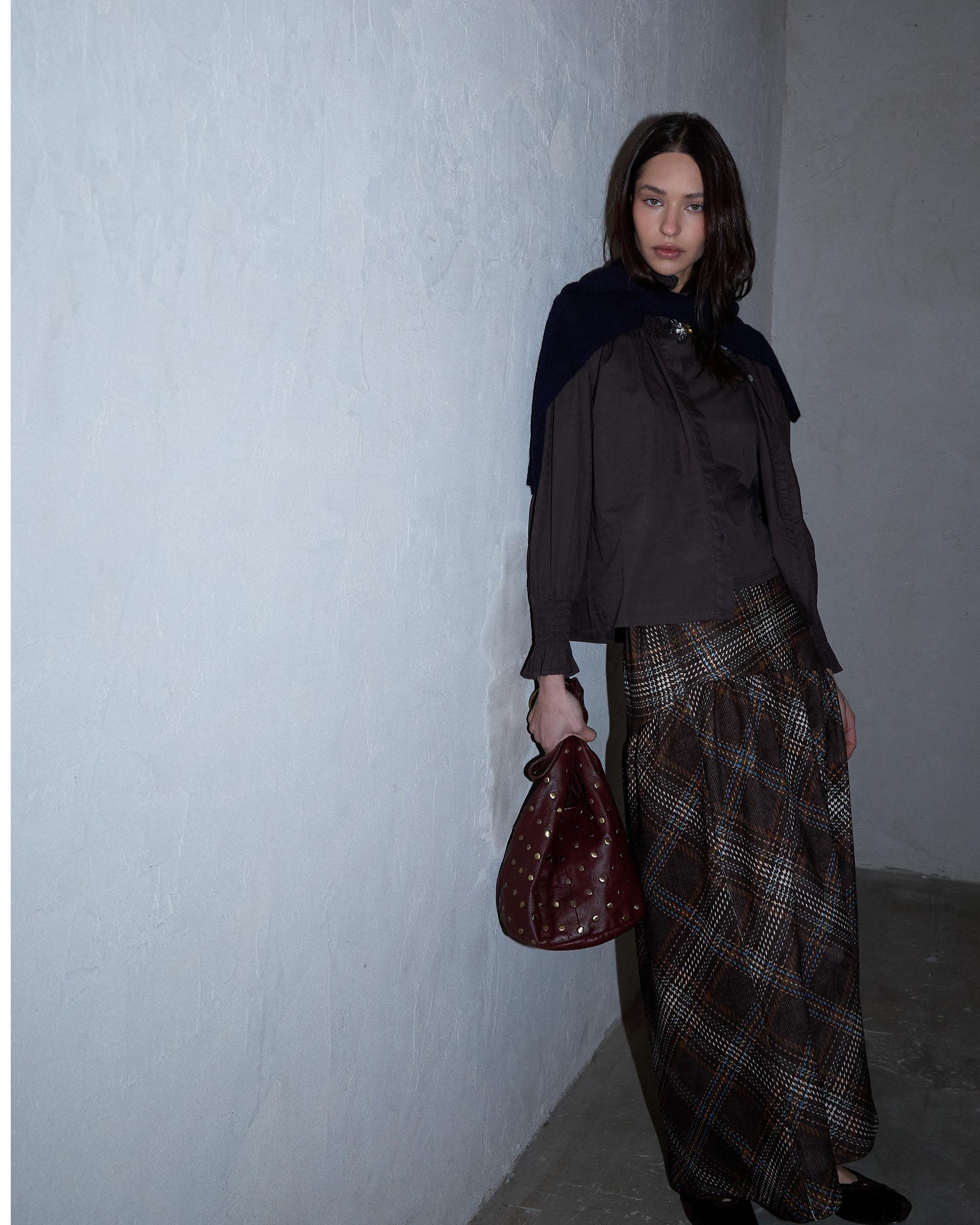 Brown Plaid Asymmetrical Yoke Skirt – renatta&go